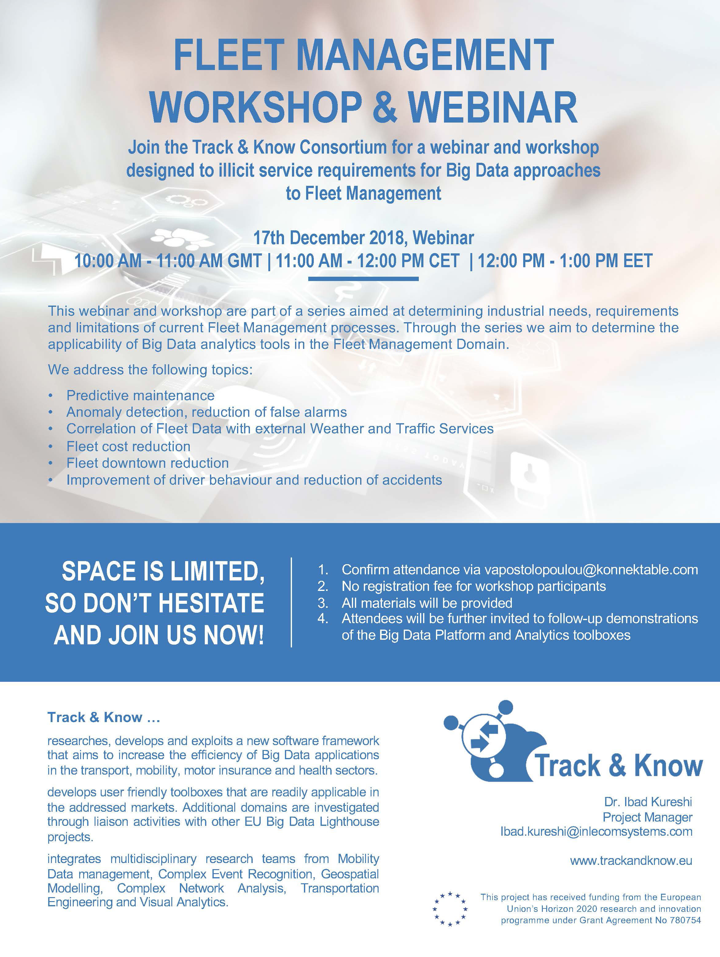 Track&Know Workshop and Webinars – Big Data in Fleet Management – inlecom